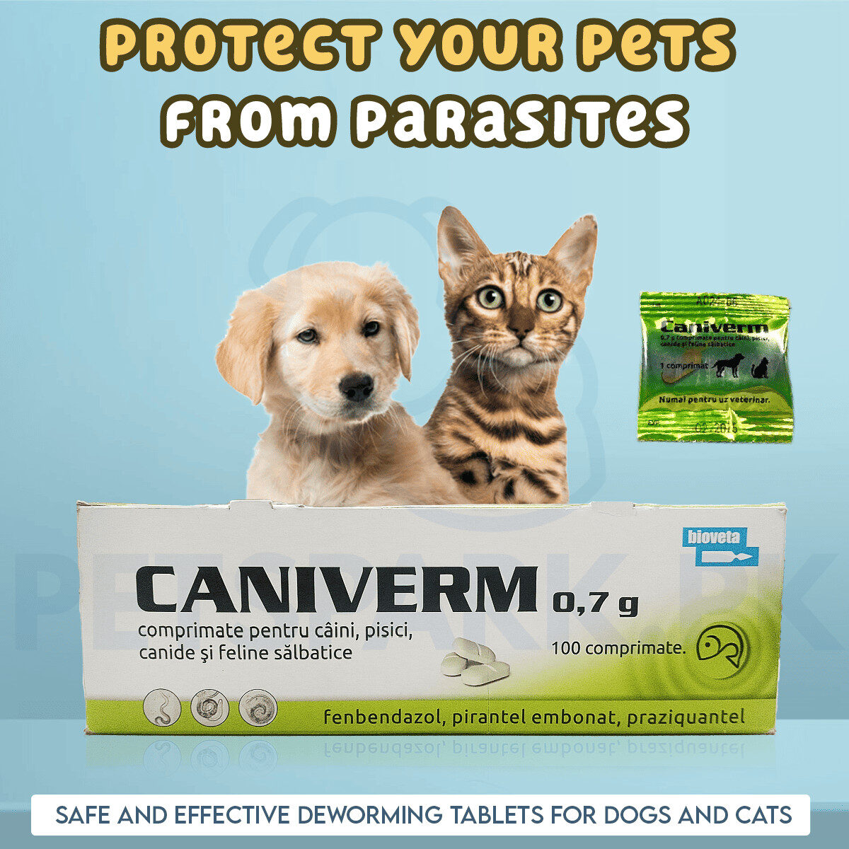 Buy Caniverm Deworming Tablets for Cats & Dogs at best price - PetFusion.pk
